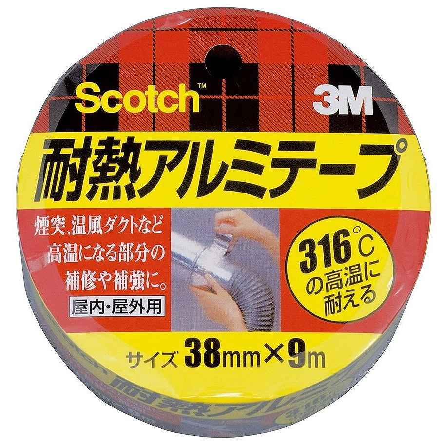 3M　耐熱アルミテープ　38mm×9mJAN：4901690515705メーカー：スリーエム　ジャパン（株）ホームインプルーブメント販売部 / ブランド：3M / 原産国：アメリカ特長●厚いアルミ箔に熱に強いシリコーン系の粘着剤を塗布した、...