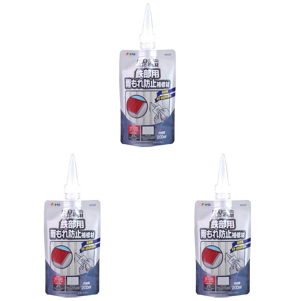 特長●パウチ容器なので、補修部分に直接手で中身を押し出して使えます。●密着力が強く、耐久性に優れた鉄部用補修材です。用途●屋外の鉄部、トタン、ステンレスなどのひび割れや穴の補修に。仕様●色：ホワイト●容量(ml)：200●硬化時間：4時間(...