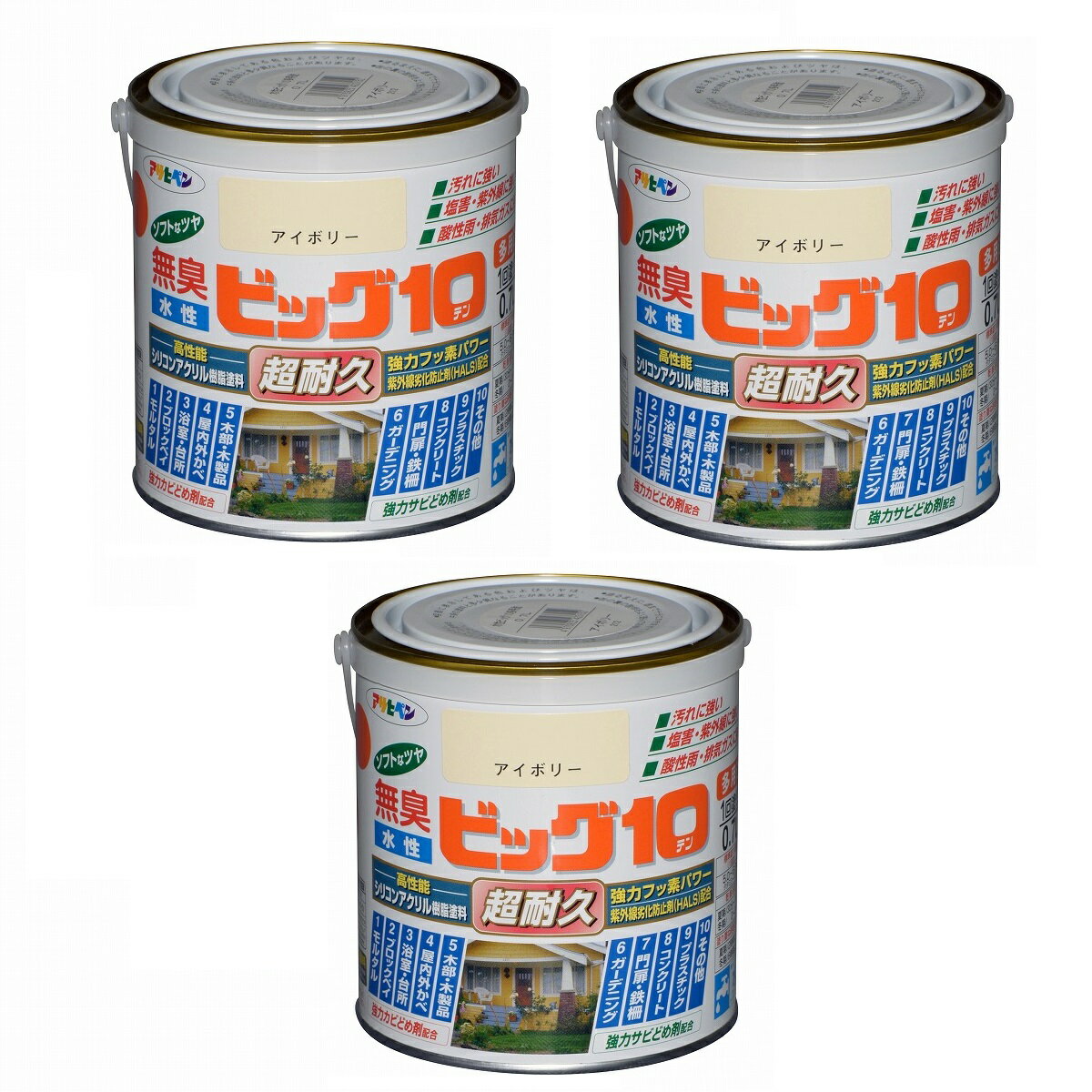 ◆水性多用途塗料 強力フッ素パワーで汚れに強い！◆特長◆●特殊フッ素樹脂、反応硬化型シリコン変性アクリル樹脂、紫外線劣化防止剤（HALS）の相乗効果により、汚れにくく、耐久性が格段にすぐれた高性能塗料です。 ●白系塗料には自動車用塗料にも使...