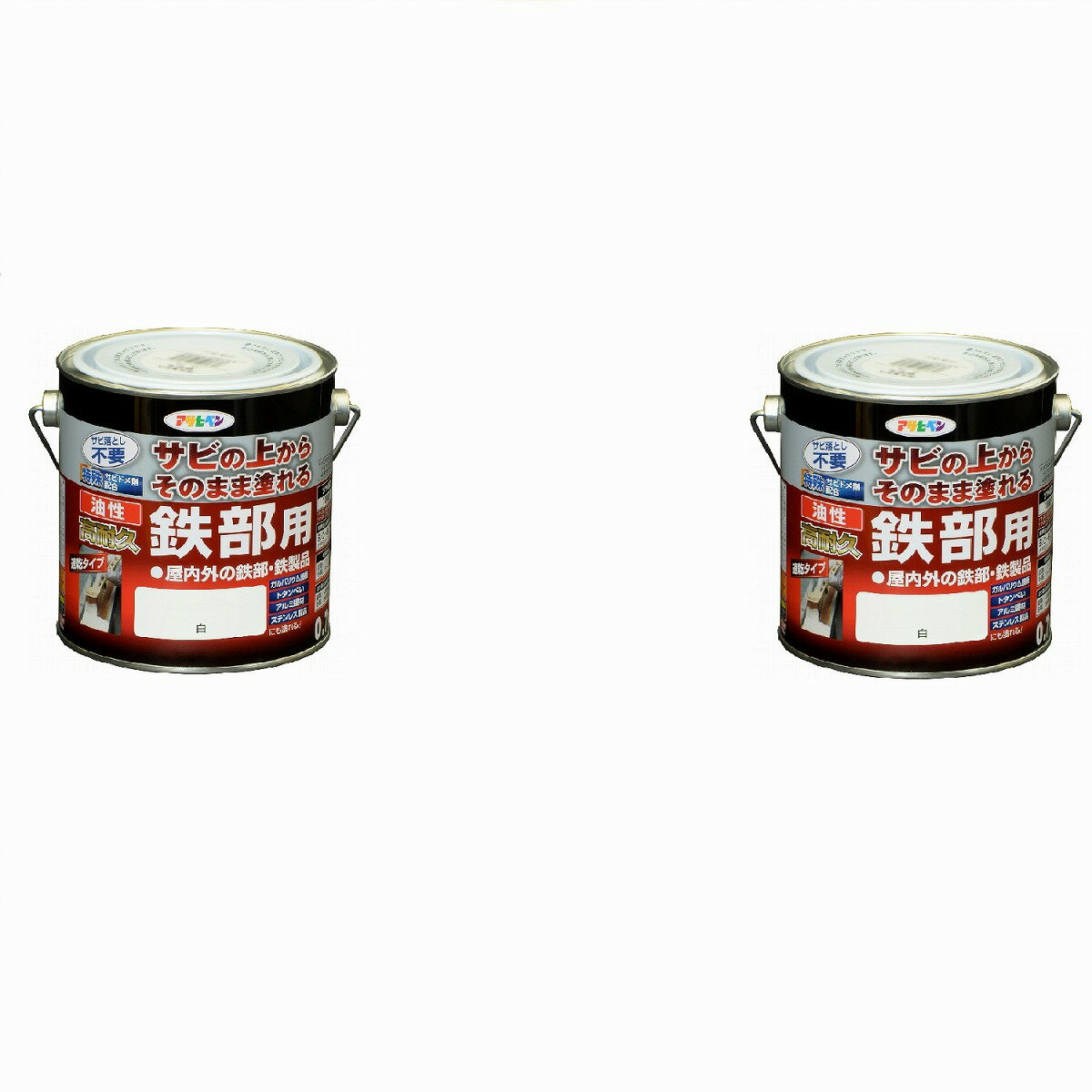 特長●サビの上から直接塗れる、サビドメ兼用の上塗り塗料です。●シリコンアクリル樹脂の採用で耐久性に優れています。●密着が強く、ガルバニウムやトタン、アルミ、ステンレスにも塗装できます。用途●屋内外の鉄部、鉄製品。仕様●色：白●容量(L)：0...