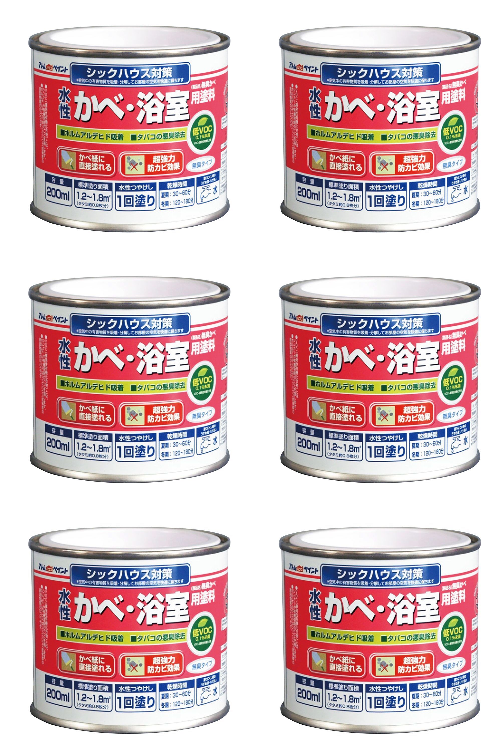 ※色見本はご使用端末により若干の誤差がございますので、ご注意ください。 【特長】 ・ホルムアルデヒドやタバコの悪臭を吸着し封じ込めます。 ・強力防かび剤配合なので、浴室かべ・カビの気になるビニールクロスの塗り替えにもお奨めです。 【属性・仕...