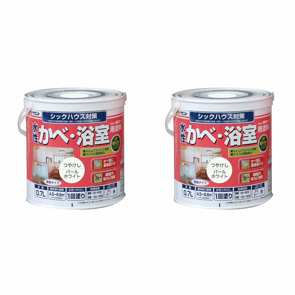 ※色見本はご使用端末により若干の誤差がございますので、ご注意ください。 【特長】 ・ホルムアルデヒドやタバコの悪臭を吸着し封じ込めます。 ・強力防かび剤配合なので、浴室かべ・カビの気になるビニールクロスの塗り替えにもお奨めです。 【属性・仕...