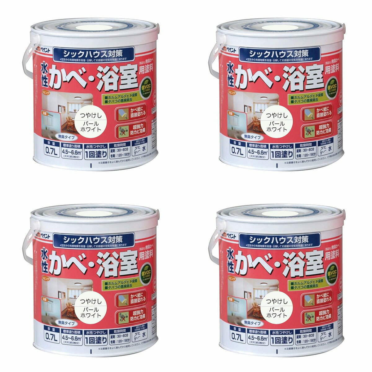 ※色見本はご使用端末により若干の誤差がございますので、ご注意ください。 【特長】 ・ホルムアルデヒドやタバコの悪臭を吸着し封じ込めます。 ・強力防かび剤配合なので、浴室かべ・カビの気になるビニールクロスの塗り替えにもお奨めです。 【属性・仕...