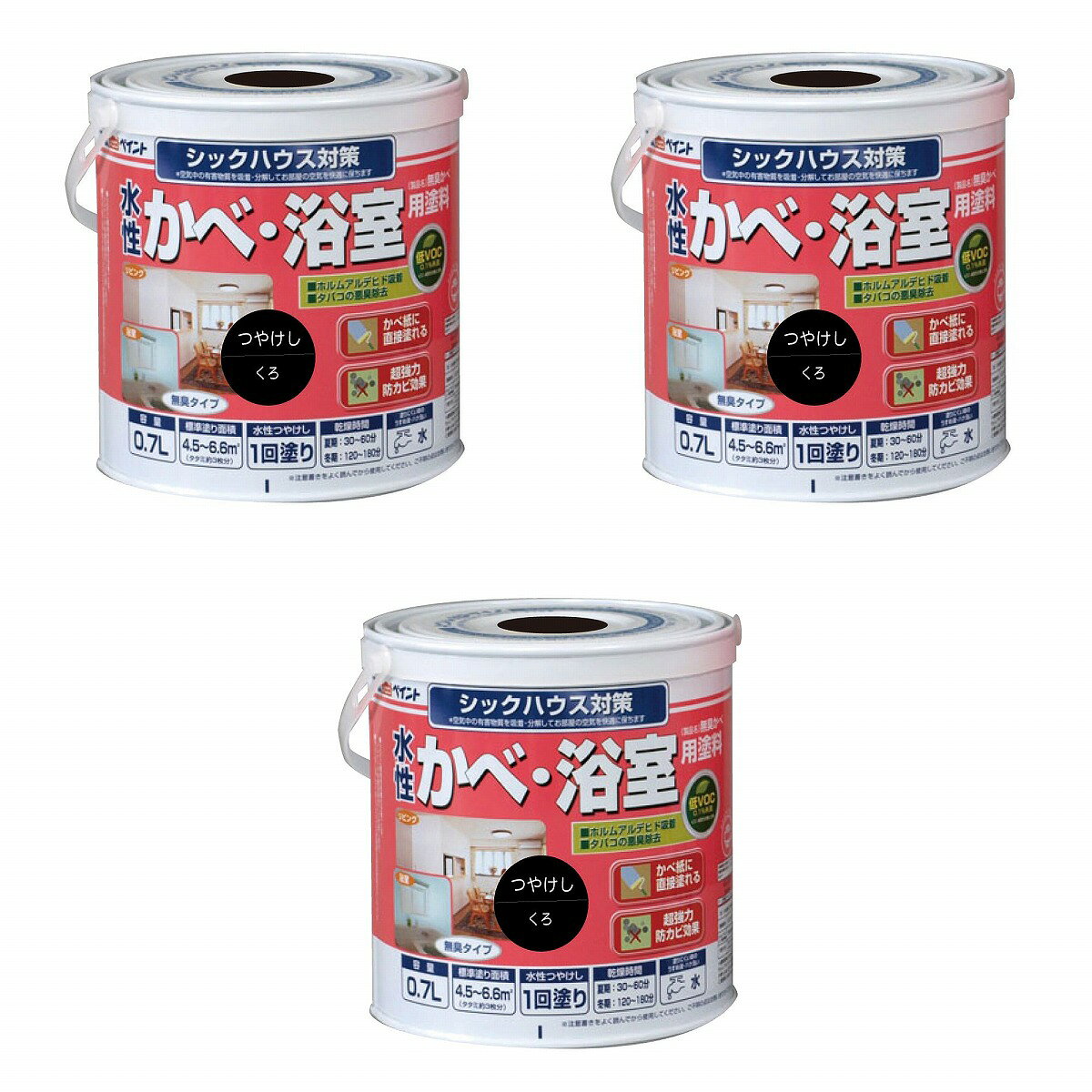 ※色見本はご使用端末により若干の誤差がございますので、ご注意ください。 【特長】 ・ホルムアルデヒドやタバコの悪臭を吸着し封じ込めます。 ・強力防かび剤配合なので、浴室かべ・カビの気になるビニールクロスの塗り替えにもお奨めです。 【属性・仕...