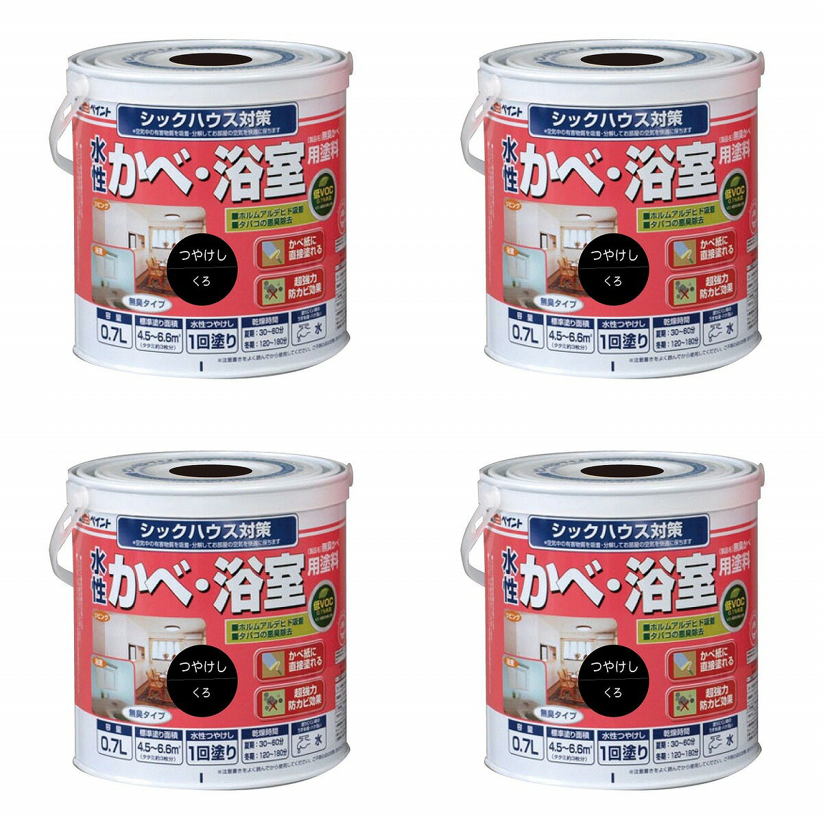 ※色見本はご使用端末により若干の誤差がございますので、ご注意ください。 【特長】 ・ホルムアルデヒドやタバコの悪臭を吸着し封じ込めます。 ・強力防かび剤配合なので、浴室かべ・カビの気になるビニールクロスの塗り替えにもお奨めです。 【属性・仕...