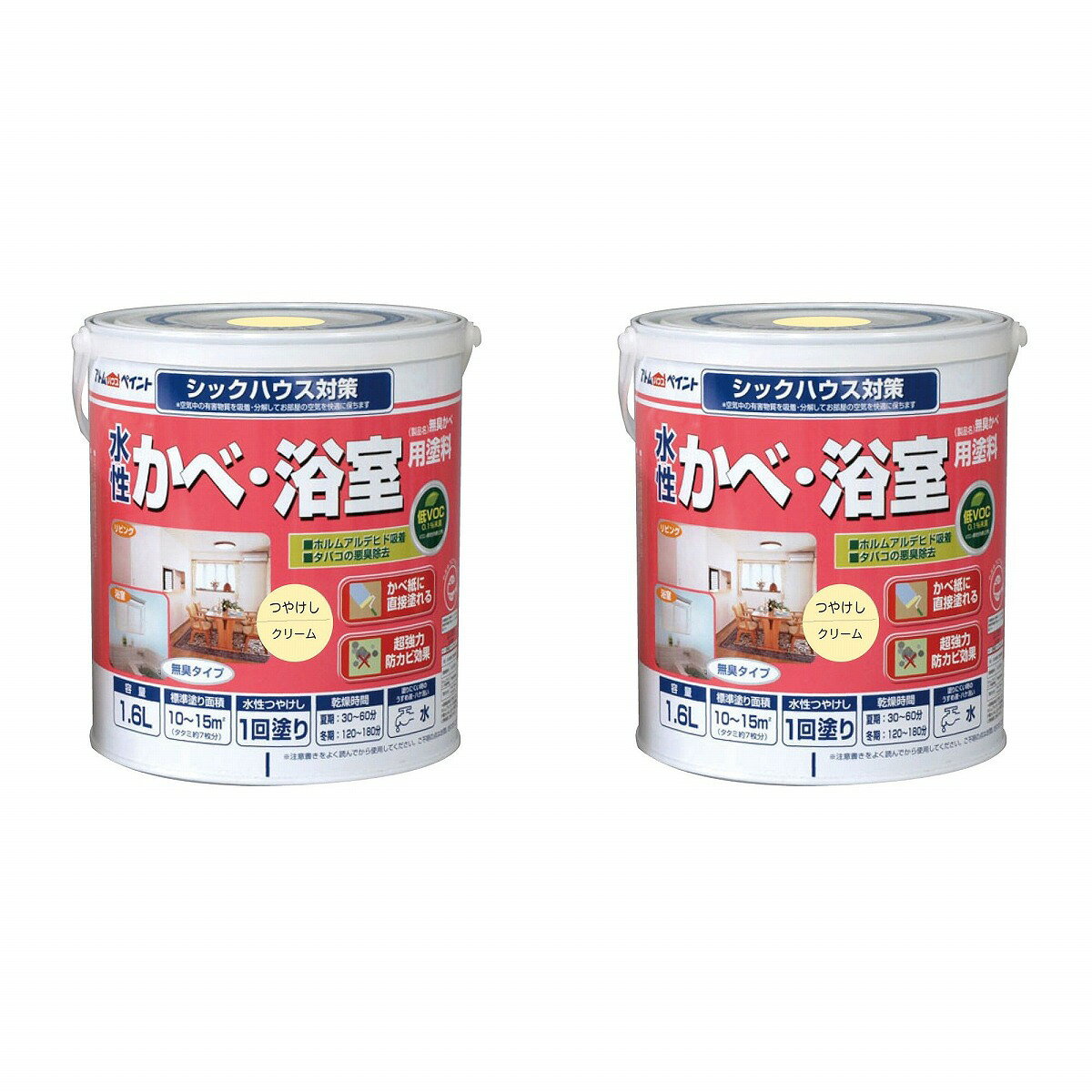 ※色見本はご使用端末により若干の誤差がございますので、ご注意ください。 【特長】 ・ホルムアルデヒドやタバコの悪臭を吸着し封じ込めます。 ・強力防かび剤配合なので、浴室かべ・カビの気になるビニールクロスの塗り替えにもお奨めです。 【属性・仕...