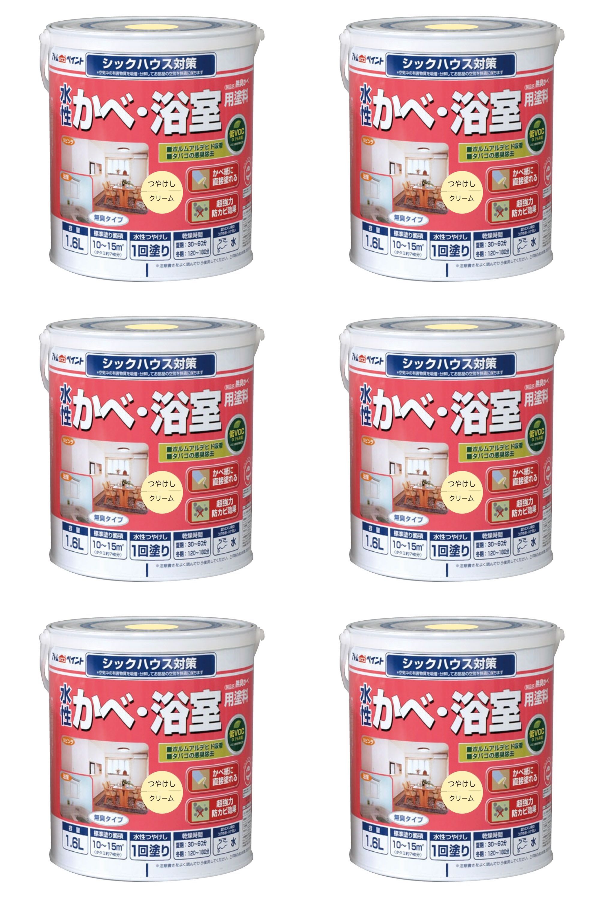 ※色見本はご使用端末により若干の誤差がございますので、ご注意ください。 【特長】 ・ホルムアルデヒドやタバコの悪臭を吸着し封じ込めます。 ・強力防かび剤配合なので、浴室かべ・カビの気になるビニールクロスの塗り替えにもお奨めです。 【属性・仕...