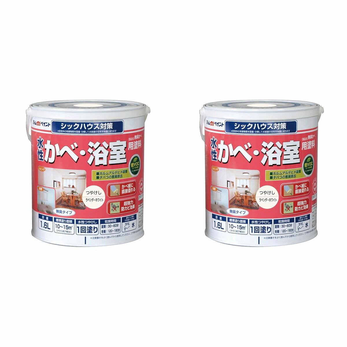 ※色見本はご使用端末により若干の誤差がございますので、ご注意ください。 【特長】 ・ホルムアルデヒドやタバコの悪臭を吸着し封じ込めます。 ・強力防かび剤配合なので、浴室かべ・カビの気になるビニールクロスの塗り替えにもお奨めです。 【属性・仕...