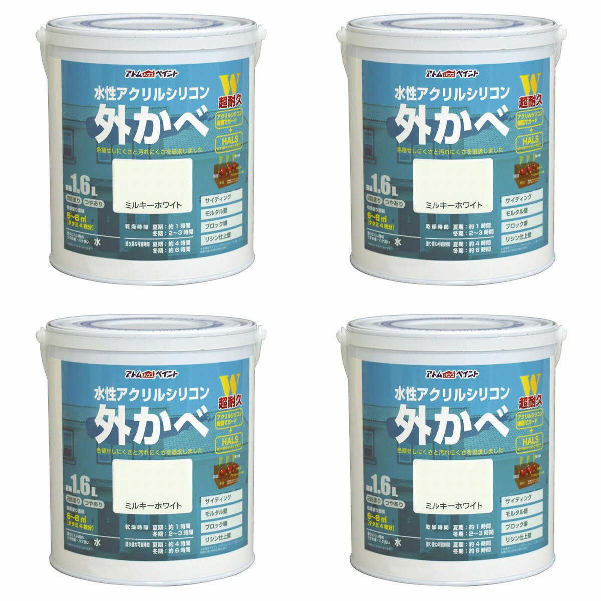 ※色見本はご使用端末により若干の誤差がございますので、ご注意ください。 【特長】 ・汚れがつきにくく、ついた汚れも落としやすいアクリルシリコン樹脂塗料。 ・HALS（紫外線劣化防止剤）配合で色褪せにも強い。 【属性・仕上がり感・塗り回数】 ...