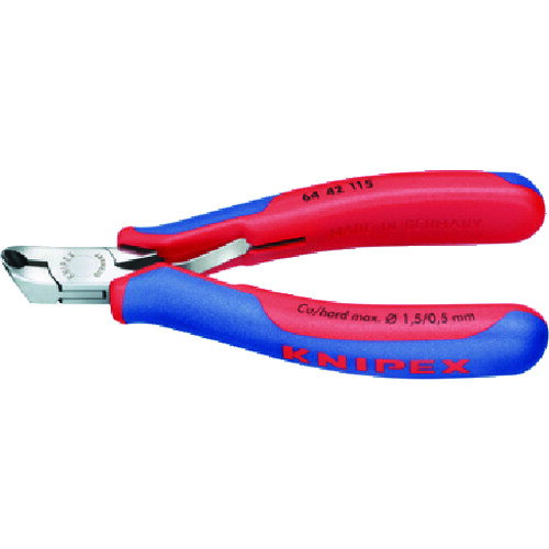 KNIPEX　エレクトロニクスエンドカッティングニッパー　オブリケ（27°傾斜） JAN：4003773017844 メーカー：KNIPEX社 / ブランド：KNIPEX / 原産国：ドイツ 特長●入念な焼入れ処理が施された刃の硬度は約HR...