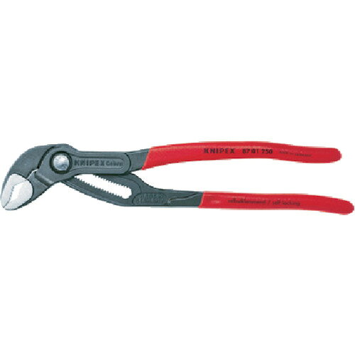 KNIPEX　ウォーターポンププライヤー　コブラ　250mm　ソフトプラスチックハンドルJAN：4003773022022メーカー：KNIPEX社 / ブランド：KNIPEX / 原産国：ドイツ特長●プッシュボタンにより、素早く簡単にアゴの...