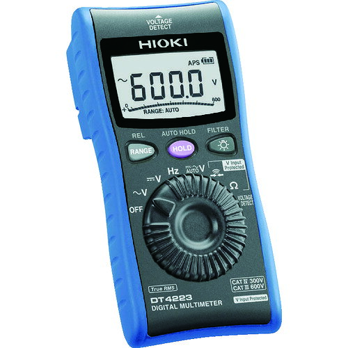 特長●電圧誤入力保護機能(ブレーカトリップレス)で誤入力による停電、火傷事故を防止します。●1mの落下に耐える堅牢設計(ドロッププルーフ)です。●DC V基本確度±0.5%、AC Vの周波数特性40Hz〜1kHzの標準タイプです。●明るく見...