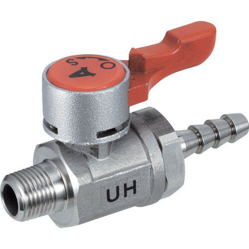 特長●バルブと継手一体型のコンパクトなボールバルブです。●ハンドルの回転方向が自由に設定でき、A栓、B栓仕様も可能です。●耐食性に優れ、多様化する流体にも即応できます。●流速、流量、圧力損失は極少です。用途仕様●接続口径D：R3/8●タケノ...