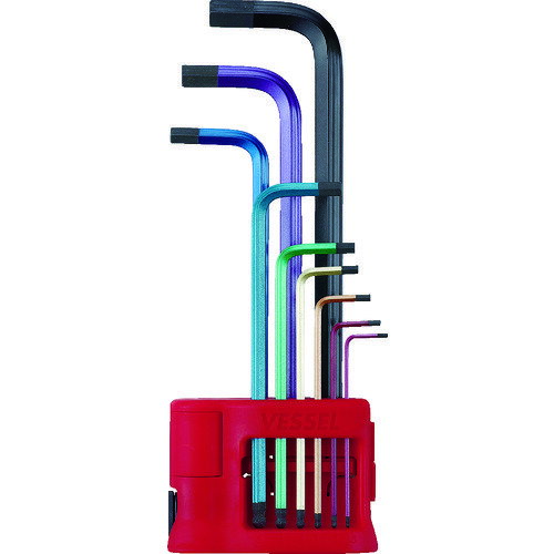 VESSEL　六角棒レンチセット　レインボール　L型レンチ　No．8909BP（9本組）JAN：4907587014900メーカー：（株）ベッセル / ブランド：VESSEL / 原産国：日本特長●マグネタイザー付属で、レンチの着磁・脱磁が...