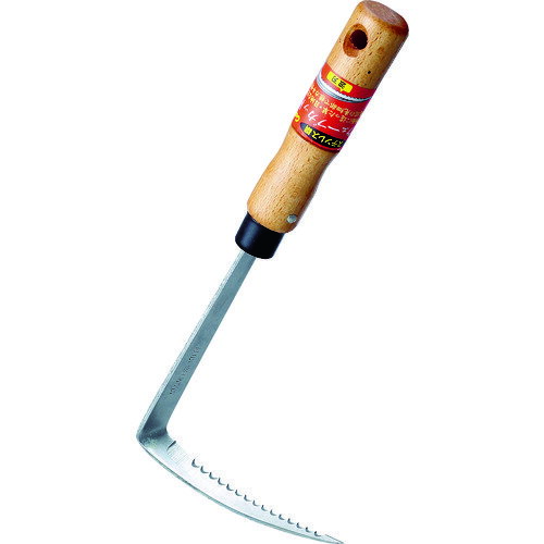 GS　草取・草削り鎌　ウェーブカット　木短柄　刃長95mm　全長255mm JAN：4951167615216 メーカー：キンボシ（株） / ブランド：GS / 原産国：中国 特長 ●波刃が雑草をしっかりとらえるので、除草作業がはかどります...