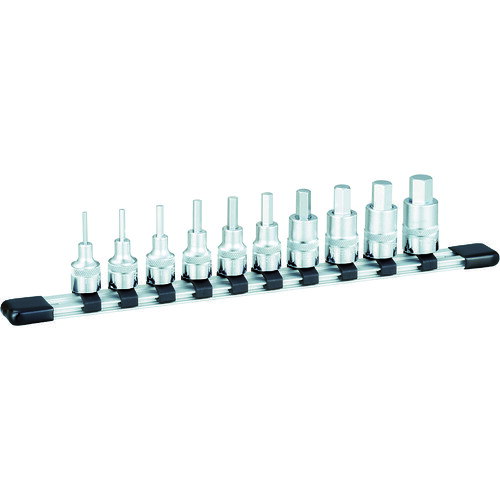TONE　ヘキサゴンソケットセット（インチホルダー付）　10pcs　差込角9．5mmJAN：4953488196504メーカー：TONE（株） / ブランド：TONE / 原産国：日本特長●ソケットの取り外しが容易なアルミタイプのソケットホ...