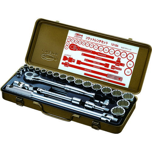 エビ　ソケットレンチセット　差込角12．7mm　12角 JAN：4963202059114 メーカー：（株）ロブテックス / ブランド：エビ / 原産国：日本 特長 ●使用頻度の高いもので構成されバリエーションも豊富です。●セットの収納ケー...