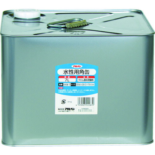 アサヒペン　塗料容器　水性用角缶　7L JAN：4970925222879 メーカー：（株）アサヒペン / ブランド：アサヒペン / 原産国：日本 特長 ●水性ステイン系など粘度の低いものに適しています。●水性塗料の保管に最適です。 仕様 ...