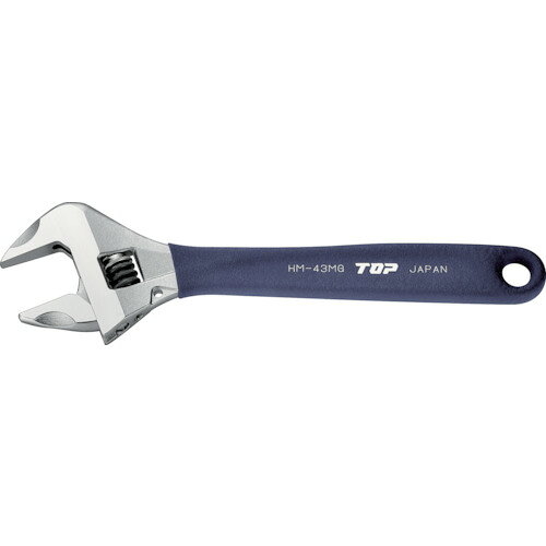 TOP　ワークワイド（ガタ無しモンキレンチ）グリップ付JAN：4975180133779メーカー：トップ工業（株） / ブランド：TOP / 原産国：日本特長●ワイドな口開きです。●ワンランク上のサイズまで開きます。●ガタ無しウォームを搭載...