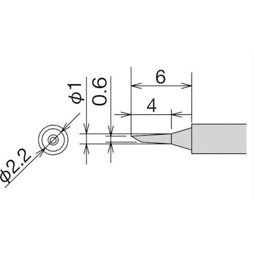 特長用途●微細はんだ付けに最適なφ2.9の極細こて先。仕様●コテ先名称：φ0.6mm●適合コテ：RX-81GAS、RX-80GAS、RX-85GAS●コテ先径(mm)：φ2.9仕様2●消費電力：36W材質／仕上セット内容／付属品注意