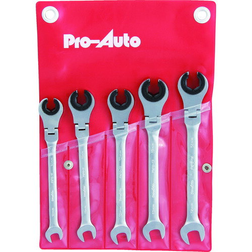 Pro−Auto　5本組フレアナットフレックスギアレンチセットJAN：4989530610186メーカー：スエカゲツール（株） / ブランド：Pro−Auto / 原産国：台湾特長●ギア数72山のフレックスラチェット式のため細かい送りで狭い...