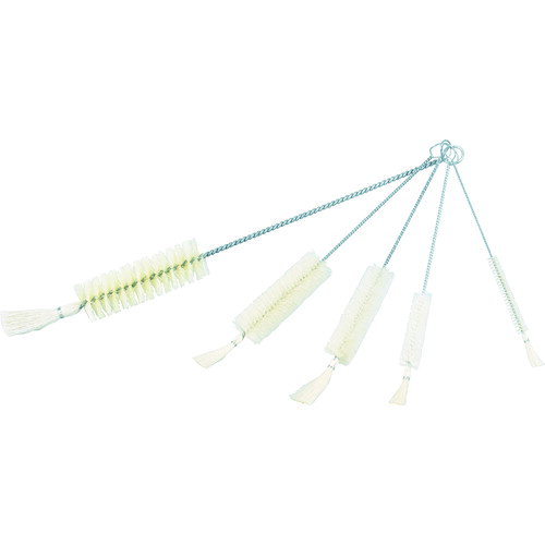 特長●線材の脱毛がなく耐久性に優れています。用途●医療用注射器や小型の試験管などの洗浄に。仕様●色：白●全長(mm)：160●毛幅(mm)：50●毛丈(mm)：7●端毛長さ(mm)：25仕様2材質／仕上●毛:山羊毛●柄:スチールセット内容／...