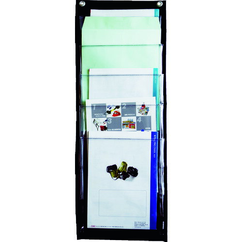 特長●封筒・伝票・指示書などの仕分けができます。●使いやすい壁かけ収納です。用途仕様●ポケット内寸(mm)：295×255●縦(mm)：800●横(mm)：320●品名：A4書類入れ5段仕様2材質／仕上●本体:ナイロン●ポケット:塩ビセット...