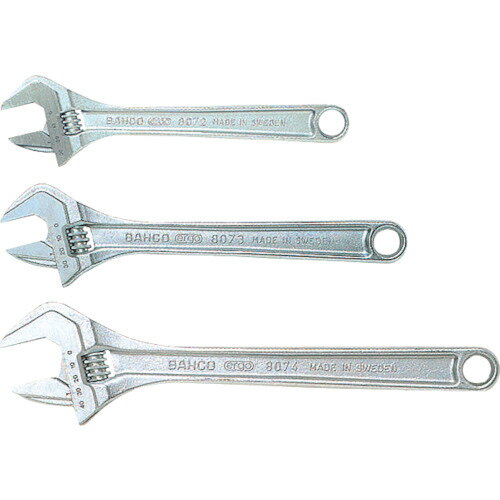 BAHCO　モンキーレンチメッキ　全長455mmJAN：7314150007530メーカー：スナップオン・ツールズ（株） / ブランド：BAHCO / 原産国：スペイン特長●ジョーが開いてもシャフトが完全にハンドルの中に隠れているのでより作...