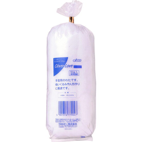 CLOVER　CL—手芸用わた　50gJAN：4901316779047メーカー：クロバー（株） / ブランド：CLOVER / 原産国：日本特長●ぬいぐるみや人形づくりに使用する手芸用わたです。●ウェディングベアーやリングピローなどのウェ...