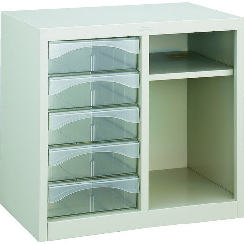 TRUSCO　レターケース　A4型・棚付コンビ　深型引出し5個JAN：4989999771091メーカー：トラスコ中山（株） / ブランド：TRUSCO / 原産国：日本特長●引き出しはクリアで、内部の様子がよく分かります。●書類などの管理...