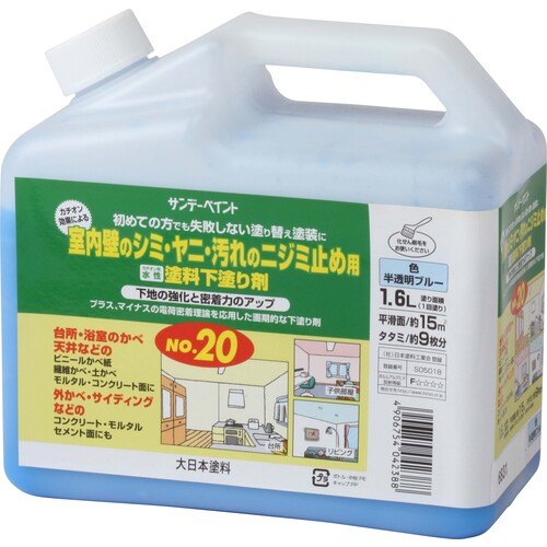 【特長】●上塗り塗料と素地との密着力を高めます。●カチオン効果でシミ・ヤニのニジミを防ぐ水性下塗り剤です。【用途】●屋外・屋内の塗料下塗り剤。●室内壁のシミ・ヤニ・汚れニジミ止め用に。屋内壁（コンクリート、モルタル、ビニール壁紙など）、屋外...