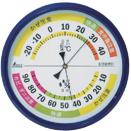 【特長】●温度と湿度を同時に測定できます。●風邪注意、食中毒注意、カビ・ダニ注意の表示をしています。【用途】●温度と湿度の測定【仕様】●測定温度範囲(℃)：−20〜40●温度最小表示(℃)：−20〜40●幅(mm)：Φ156●奥行(mm)：...