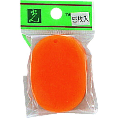 【特長】●キーホルダや番号札に最適です。【用途】●キーホルダーや番号札として。【仕様】●縦(mm)：55●横(mm)：35●厚さ(mm)：約2●色：オレンジ●穴径(mm)：3【仕様2】●5枚入【材質／仕上】●アクリル