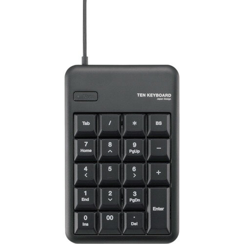【特長】●ノートパソコンでの使用に最適な、スタンダードなUSBテンキーボードです。●Excelでの作業に便利な[Tab]キーと、数字の入力に便利な[00]キーを装備しています。●大きなキーで入力効率が向上します。●「NumLock」問題をハ...