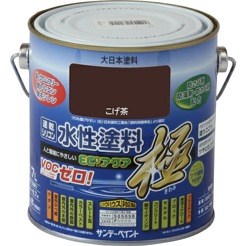 【特長】●揮発性有機溶剤をまったく含まない水性塗料です。【仕様】●色：こげ茶●容量(L)：0.7【仕様2】●水性ECOアクア　こげ茶　700M【材質／仕上】●アクリル樹脂系エマルション塗料