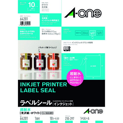 【特長】●インクジェットプリンタで印刷した文字やイラストが水に濡れてもにじみにくい加工を施しています。●冷蔵庫から取り出したガラス瓶などの結露でラベルシールがはがれません。●ツヤツヤとした光沢感のある質感の素材です。【用途】●写真用。●写真...