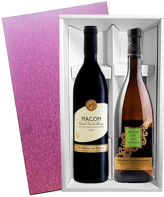 チュニジアのワイン醸造中央連盟が、古代カルタゴ時代から続くワイン造りの伝統を引き継ぎ造られた、品質に優れた赤白ワインをセットにしました。 化粧箱にお入れしてお届け致します。お中元やお歳暮、贈り物としてもご利用下さい。 ※現行ビンテージをお届...