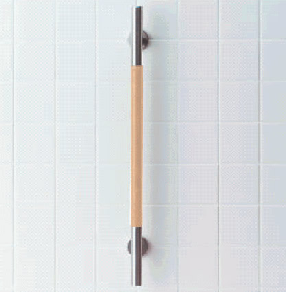 【浴室不可】手すりKMタイプ I型寸法：55×81×640（φ29）カラー：標準色（WA、LP、LD）　　　　注文色（LL、LM）材質：ステンレス（表面：ヘアライン）　　　木質材料（表面：塗装）■ コンクリート壁への施工は、 AY-84 を...