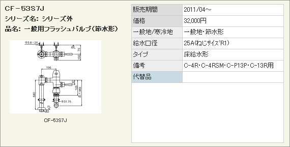 INAX イナックス LIXIL リクシル トイレ 一般用フラッシュバルブ (節水形) 洗浄水量10-15L用 CF-53S7J 床給水形フラッシュバルブ (バキュームブレーカー付) (支持金具付)【純正品】ご不在時の商品配達のご連絡のため...