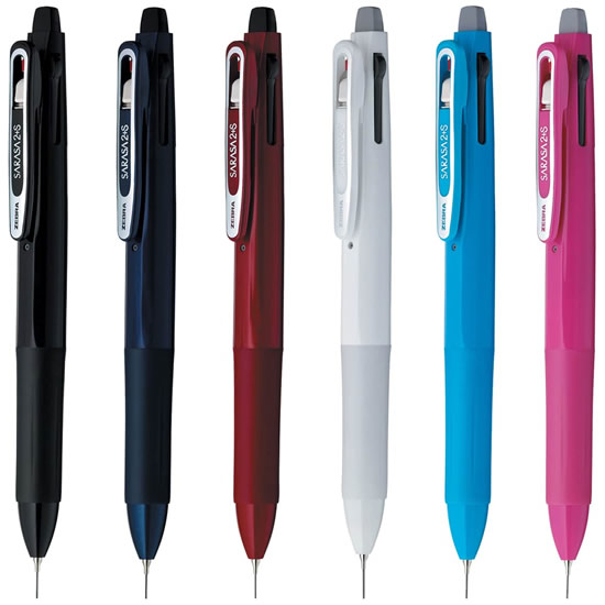 商品説明 ZEBRA／サラサ2＋SB「SJ2」 1本で黒・赤の色水性顔料インクにプラスシャープの1本で3機能が使える多機能ペンです。 ●打合せや外出の時にこれ1本でとても便利です。 クリップをスライドさせ、続けてノックするとシャープ芯が出ま...