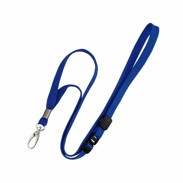 ●高級感のある金属フック式です。ワンタッチで名札用ケースが取り外しできます。●安全装置、長さ調整付●入数：10本●ひも：再生PET●ひも：長さ約90cm/幅約10mm