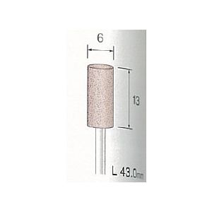 ミニターメーカーお問い合わせ：03-3633-7181●先端径：φ6●粒度：#220●シャンク径:φ2.34●最高回転数：50000●入り数：10●特長：一般研削に幅広く使用できます。●結合度：P、結合剤：V、砥粒：WA●適合素材：セラミッ...