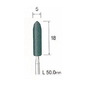 ミニターメーカーお問い合わせ：03-3633-7181●先端径：φ5●粒度：#120●シャンク径:φ2.34●最高回転数：60000●入り数：10●特長：一般研削に幅広く使用できます。●結合度：P、結合剤：V、砥粒：GC●適合素材：セラミッ...