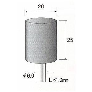 ミニターメーカーお問い合わせ：03-3633-7181●先端径：φ20●粒度：#120●シャンク径:φ6●最高回転数：30000●入り数：10●目詰まりしやすい素材の研磨作業に最適です。●放熱効果に優れ、研磨焼けが発生しません。●適合素材：...