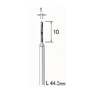 ミニターメーカーお問い合わせ：03-3633-7181●先端径：φ1●シャンク径:φ2.34●最高回転数：15000●入り数：10●折れにくい高靭性素材を使用しています。●適合素材：樹脂/ゴム、一般鋼、ステンレス、アルミニウム、鋼