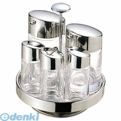 ●外寸1：φ123×H150●材質1：18-8ステンレス●材質2：ガラス●正油さし、ソースさし、塩入れ、コショウ入れ、楊枝入れ●1辺(mm)：160●2辺(mm)：170●3辺(mm)：140●重量(g)：900●製品重量(g)：800