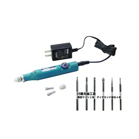 【商品説明】●スリムボディーで回転数調整付の軽量スリムルーター。2種のチャックで用途が広いタイプです。木材、石、ガラス、貝殻、プラスチック、陶器、鉄等の磨きや削りに使用できるホビールーター。●ACアダプター：電源AC100〜240V（50/...