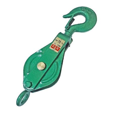 スリーエッチメーカーお問い合わせ：06-6538-3766【商品説明】●強力・堅牢な滑車●フック型は特殊鋼鍛造で、外れ止めが付いているので安全です●使用荷重：動滑車/0.5(ton)●定滑車/0.25(ton)●車径：75mm●溝幅：12m...