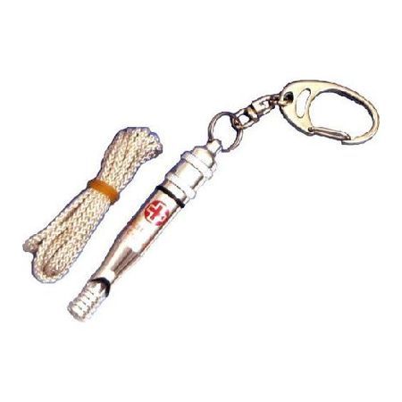 【商品説明】●いざという時に危機を知らせる。●ドライブ、海水浴など外出先に。●頑丈で軽量、音通り抜群。●住所、氏名、血液型等を記入するIDカード付き。●IDカードは水に濡れても破れない頑丈なユポ紙を使用。●材質：アルミ合金セット内容：首掛け...