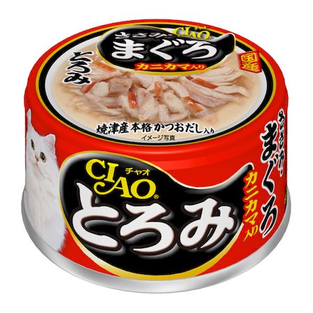 【商品説明】●具材とスープがよくからみあい、スープと一緒に煮込まれた素材は柔らかく食べやすい。●とりささみ・まぐろベースにかにかまを加え、焼津産本格かつおだしで仕上げました。●原材料：鶏肉、まぐろ、かに風味かまぼこ、かつお節エキス、糖類(オ...
